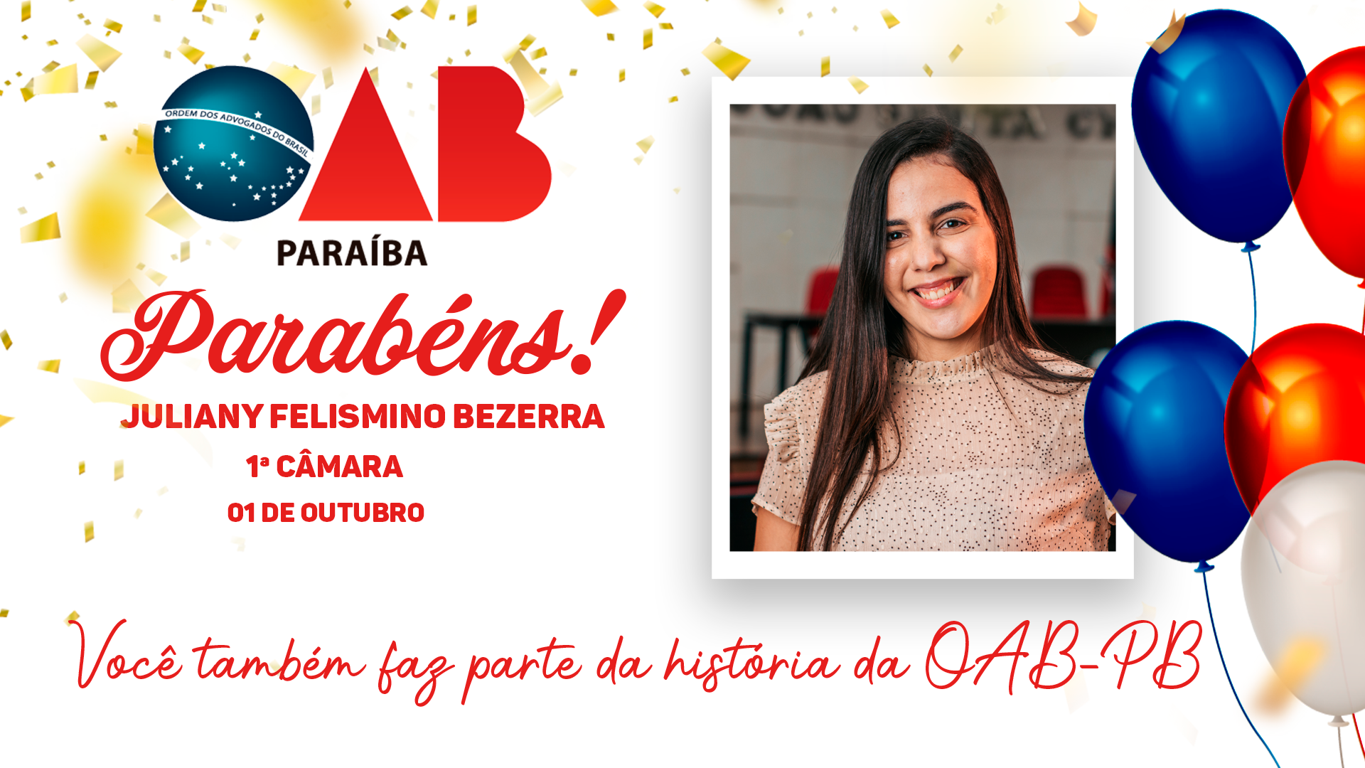OAB Paraiba » Aniversário Juliany